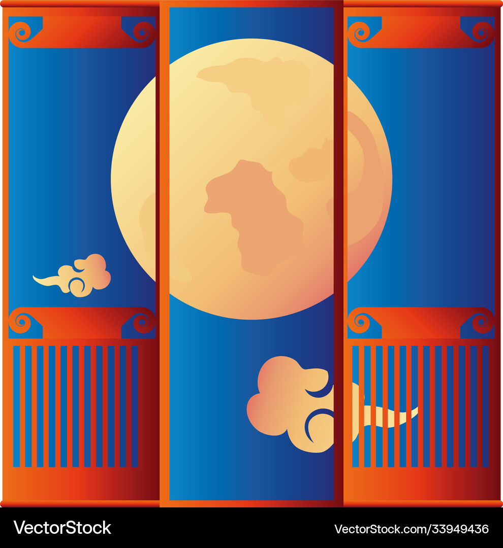 Chinese door style on white background Royalty Free Vector