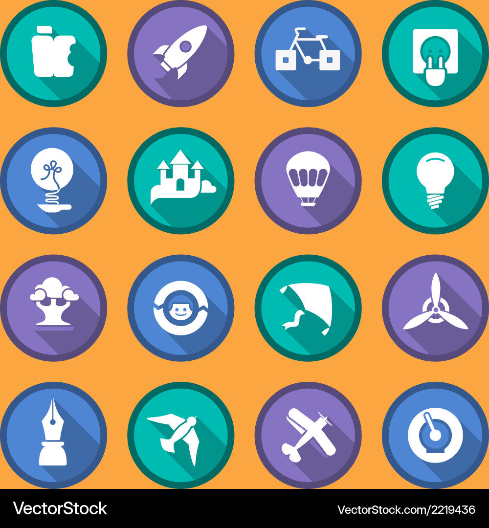 Flat icons of creativity and imagination Vector Image