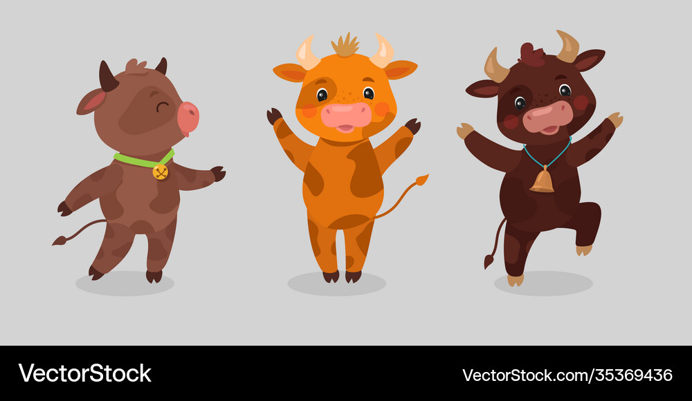 Happy ox characters cartoon cows mascots Vector Image