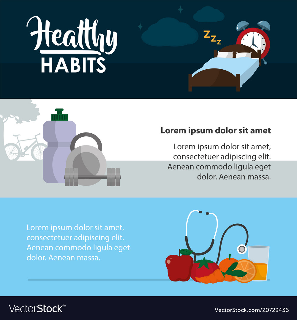 Healthy habits lifestyle concept Royalty Free Vector Image Healthy habits lifestyle concept Royalty Free Vector Image