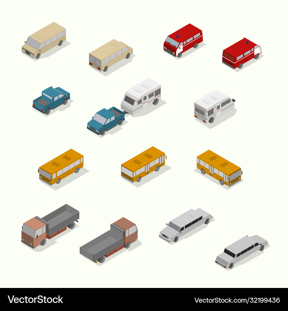 Isometric transport icon set simple flat Vector Image