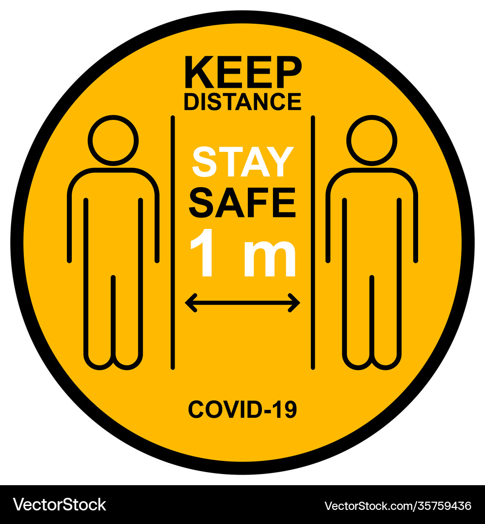 Keep distance stop covid-19 signage icon Vector Image