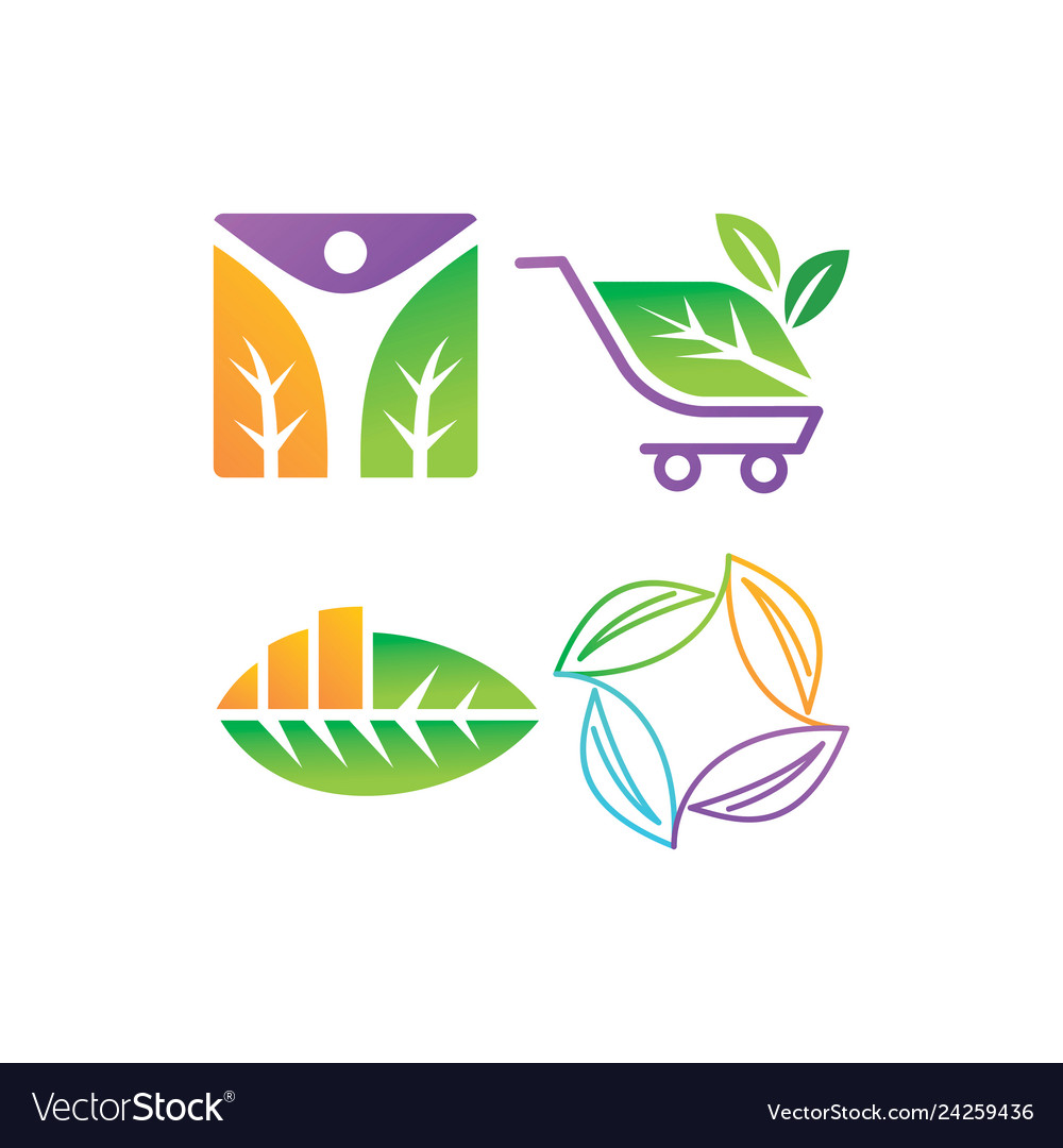 Leaf logo design template set Royalty Free Vector Image
