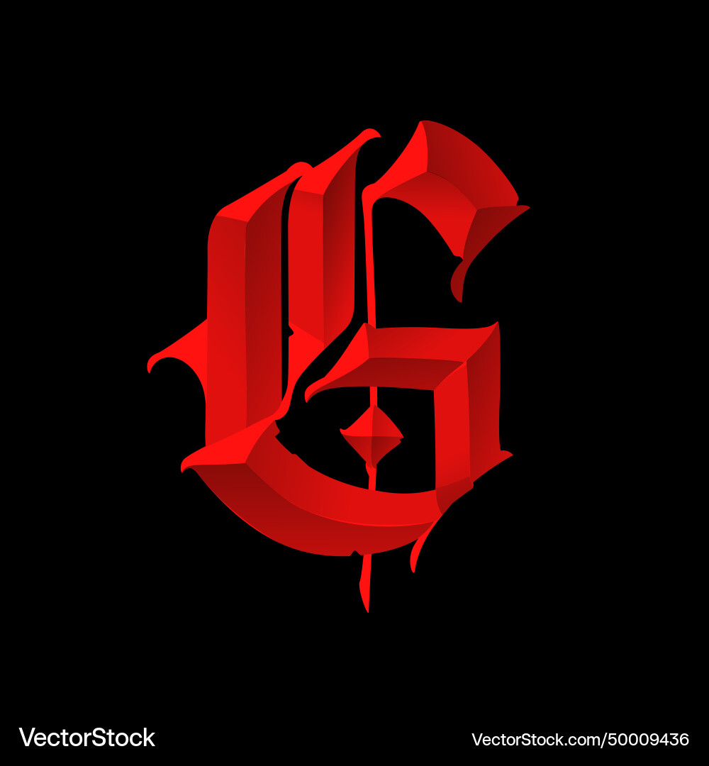 Letter g in the gothic style alphabet Royalty Free Vector
