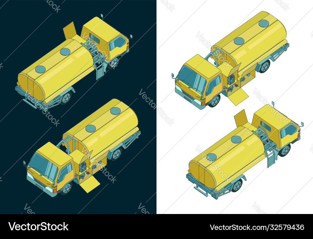 Refueller truck color isometric drawings Vector Image