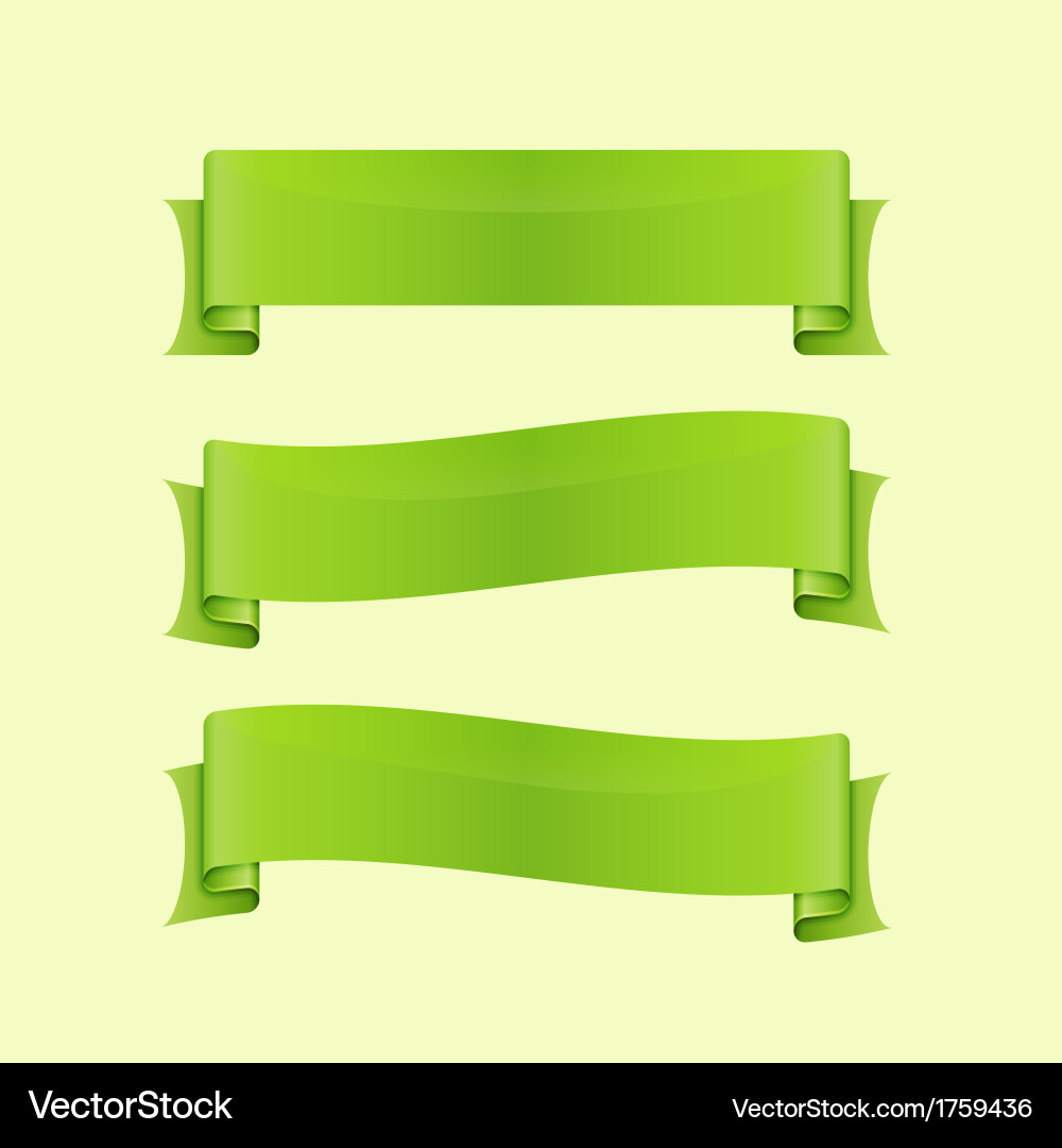 Set of green sleek web ribbon Royalty Free Vector Image
