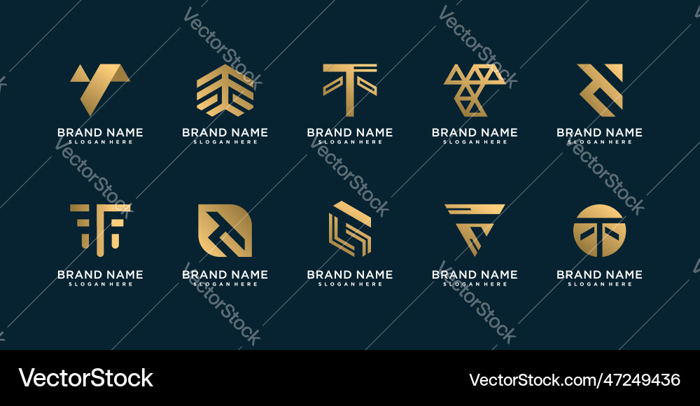 Set of letter logo collection with initial t Vector Image