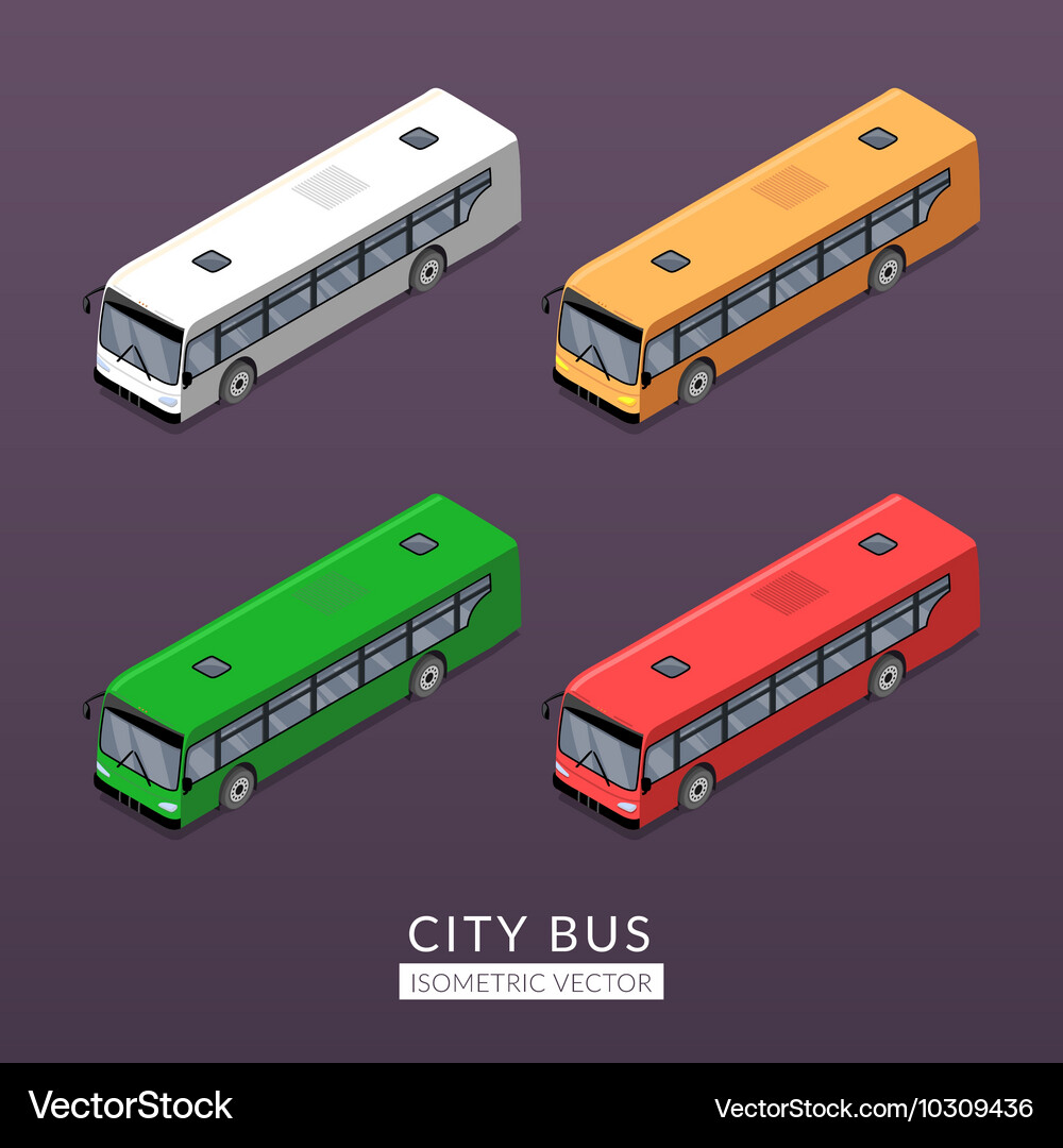 Set with city bus icons Royalty Free Vector Image