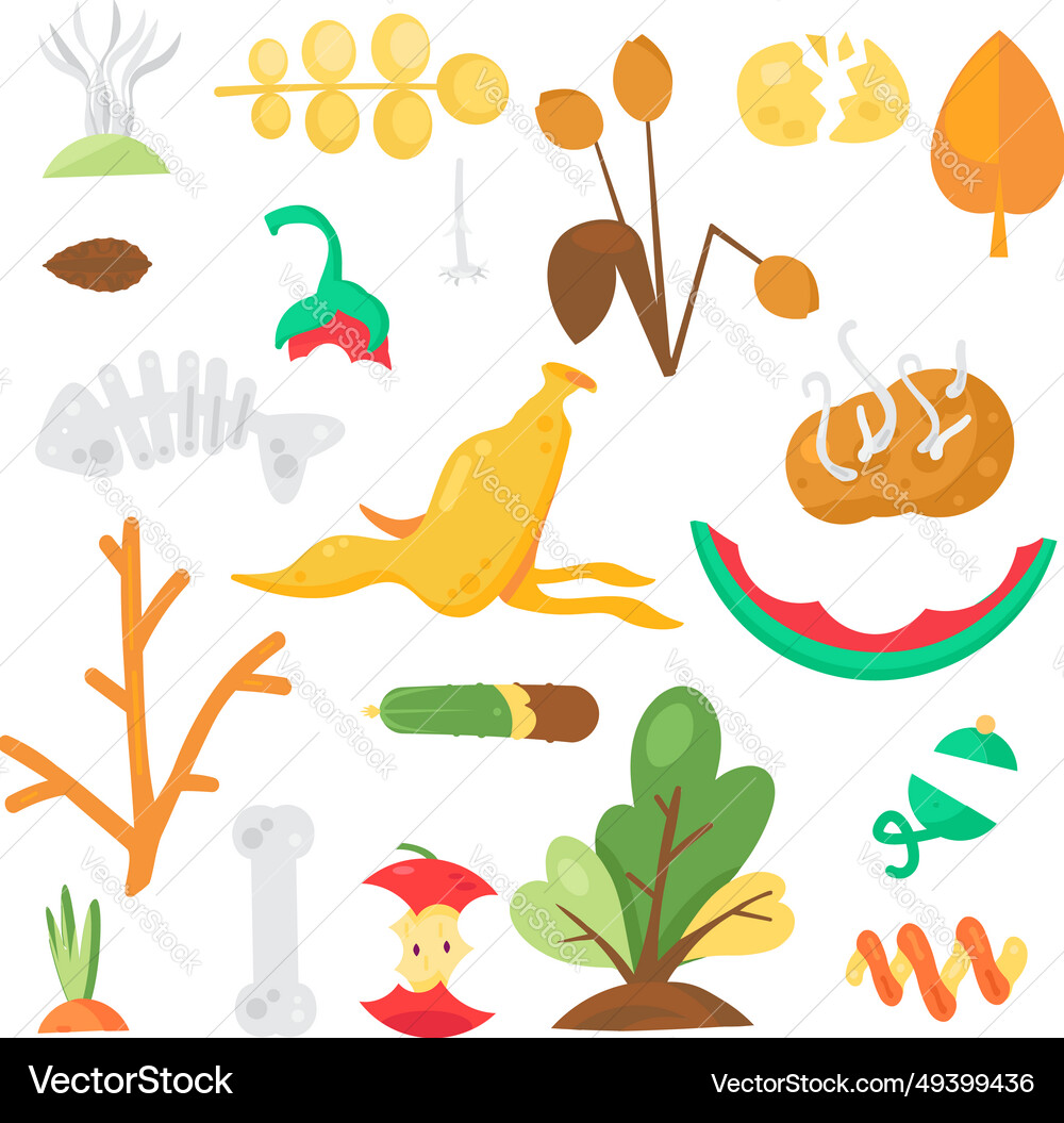 Unwanted food leftovers collection Royalty Free Vector Image