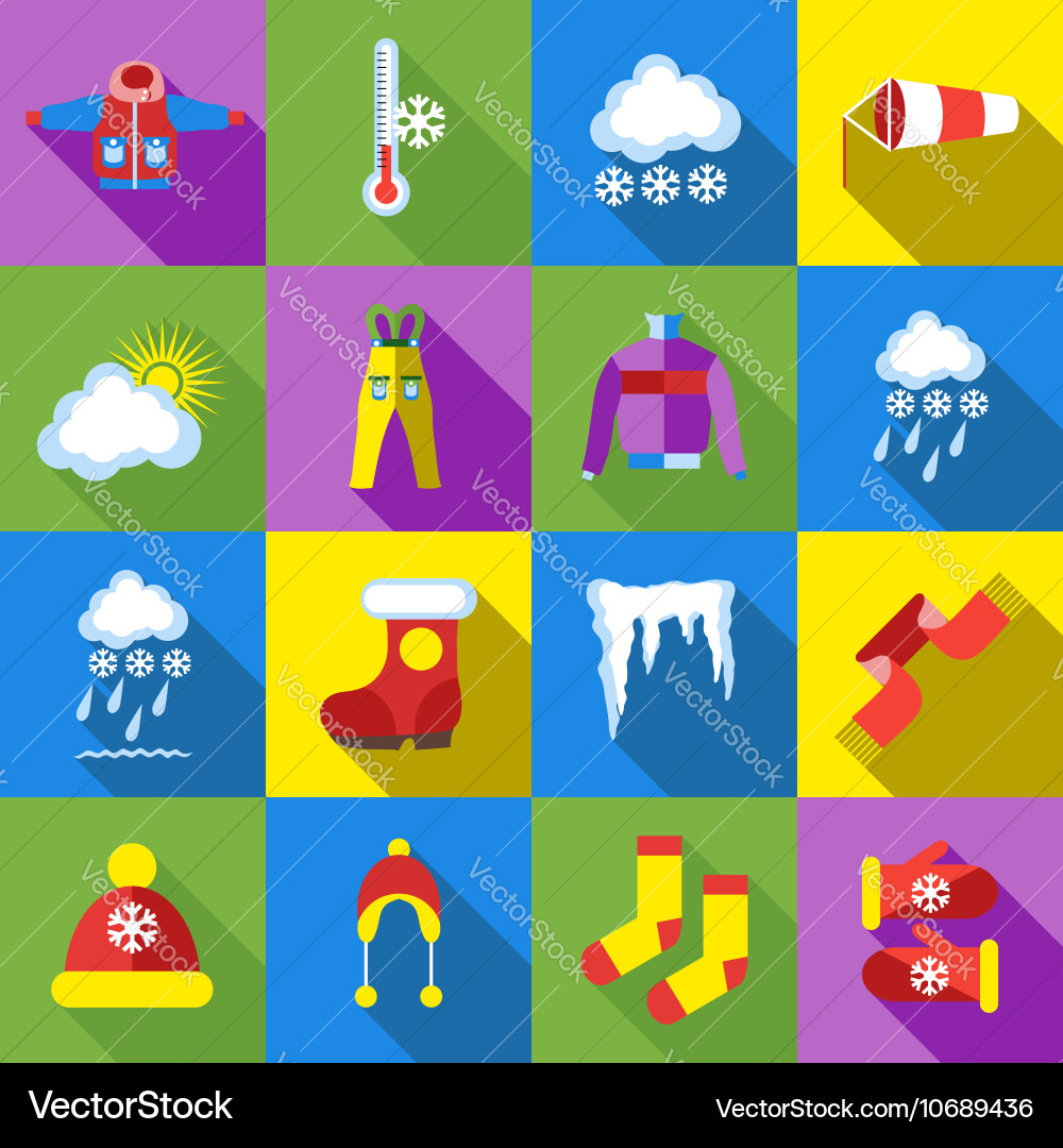 Winter icons set cartoon style Royalty Free Vector Image