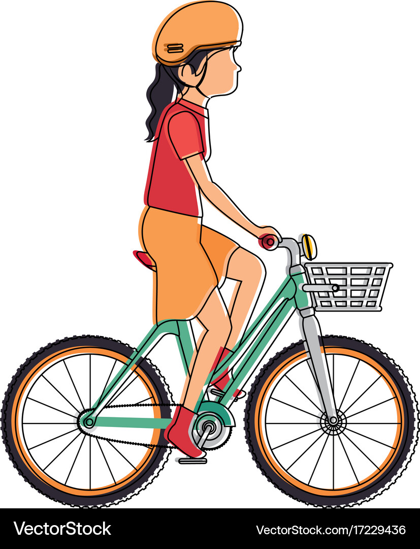 Woman cyclist riding a bicycle Royalty Free Vector Image