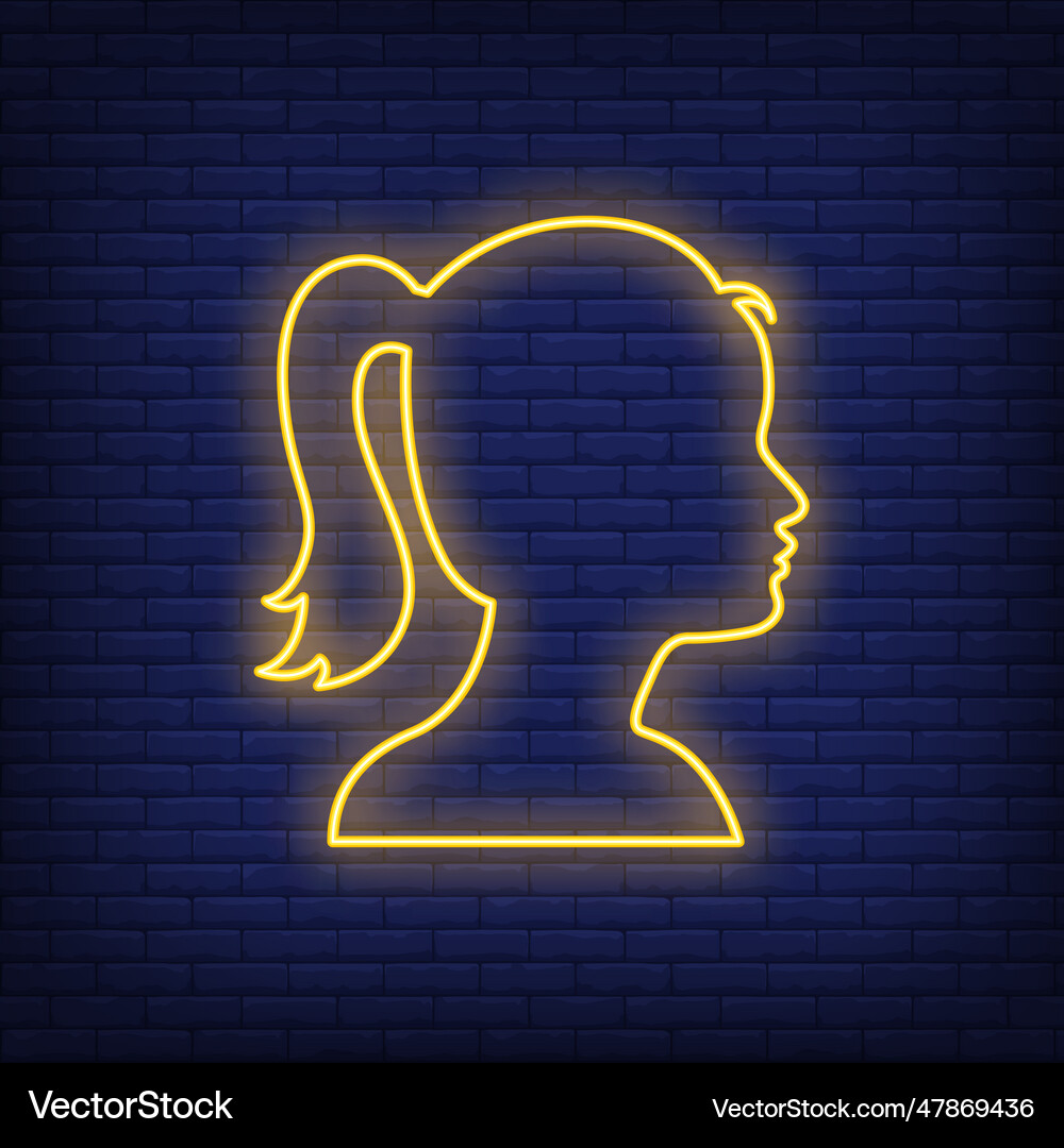 Woman profile neon sign Royalty Free Vector Image