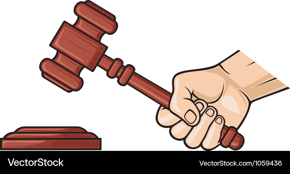 Wooden gavel in hand Royalty Free Vector Image
