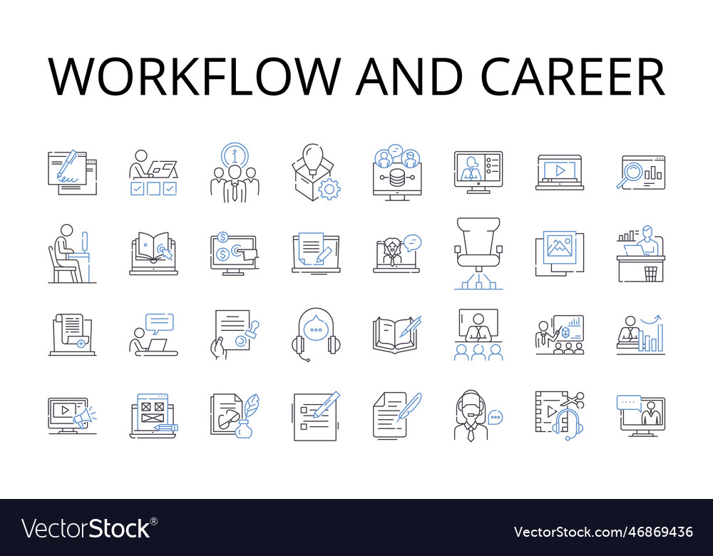 Workflow and career line icons collection Vector Image
