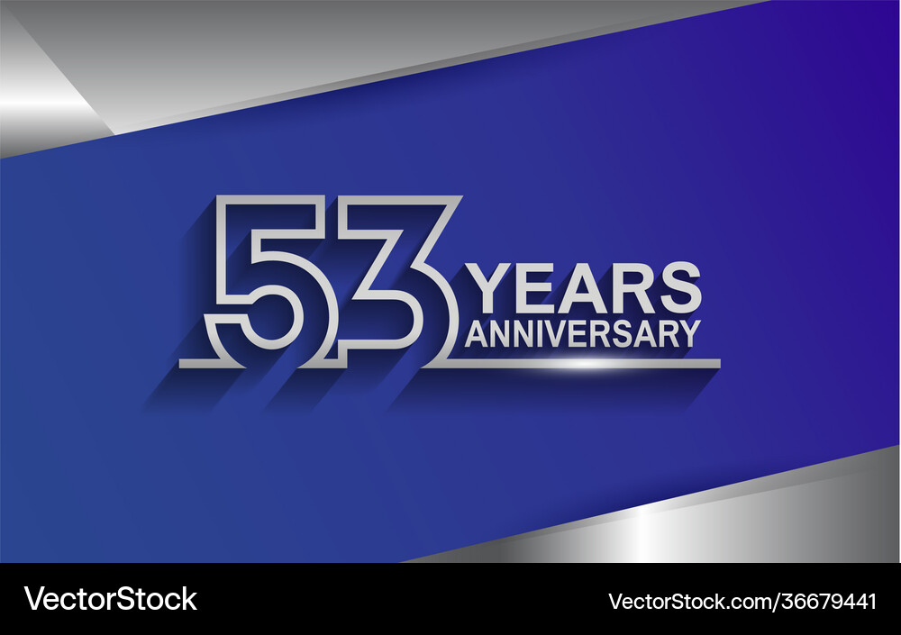 53 years anniversary silver color line style Vector Image