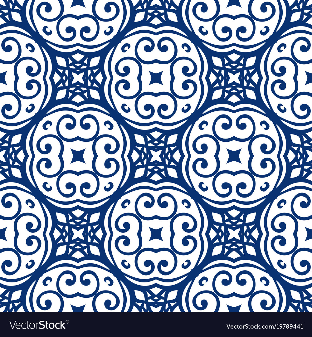 Blue arabesque pattern Royalty Free Vector Image