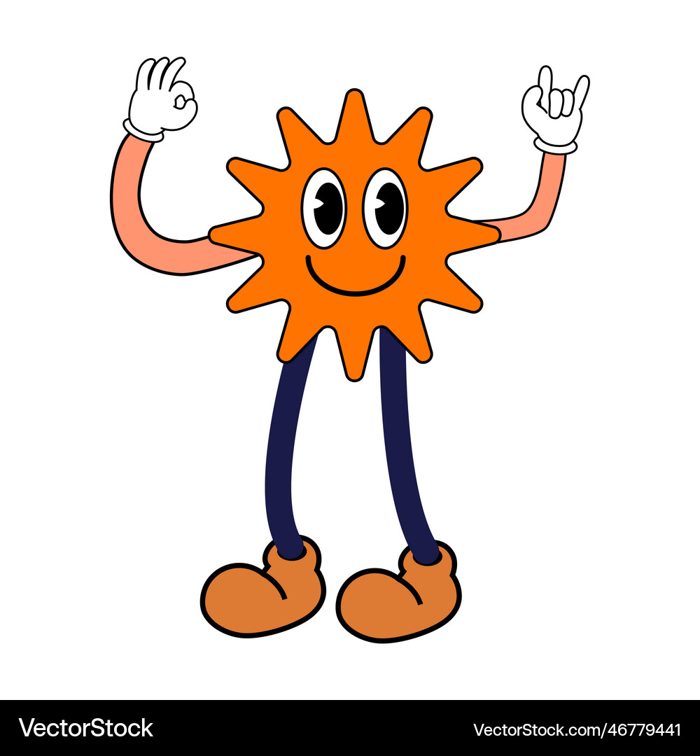 Cartoon groovy funny smile character Royalty Free Vector