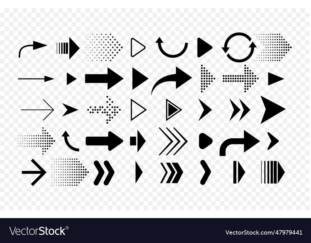 Collection of different shape arrows set Vector Image Collection of different shape arrows set Vector Image