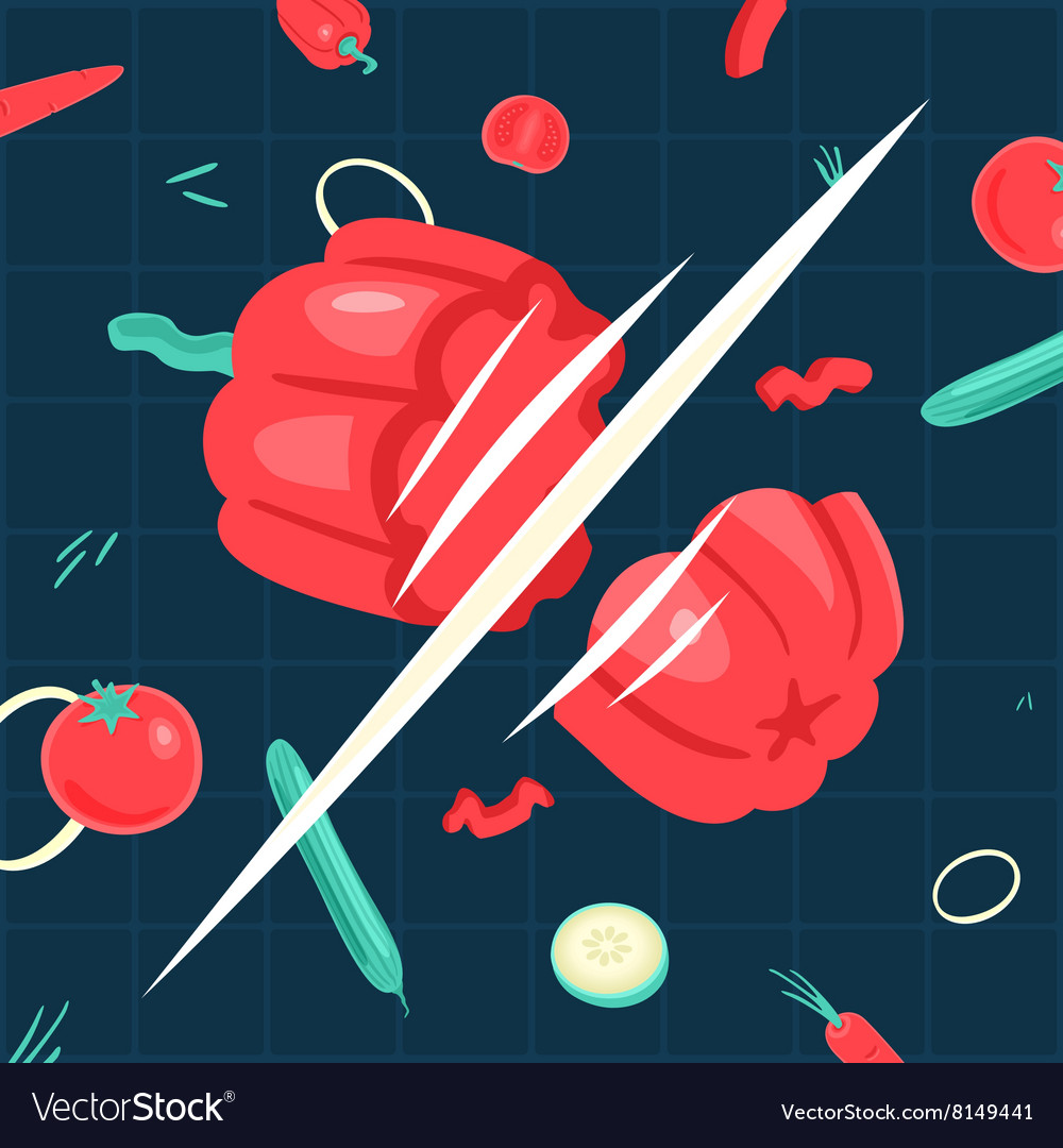 Cutting vegetables Royalty Free Vector Image - VectorStock