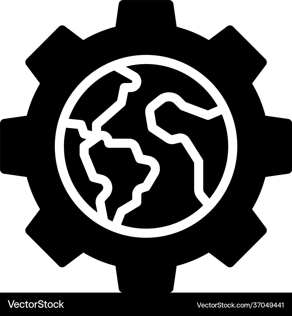 Earth in gear icon day related Royalty Free Vector Image