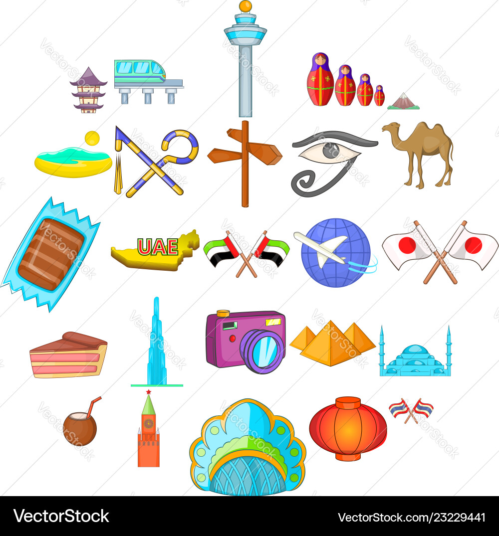 Guided tour icons set cartoon style Royalty Free Vector