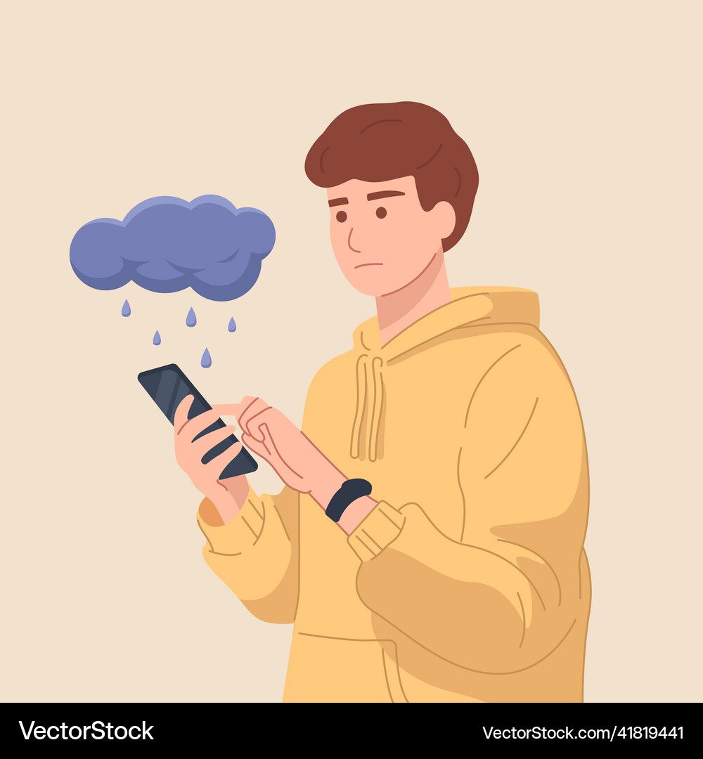 Guy got a sad message or bad news Royalty Free Vector Image