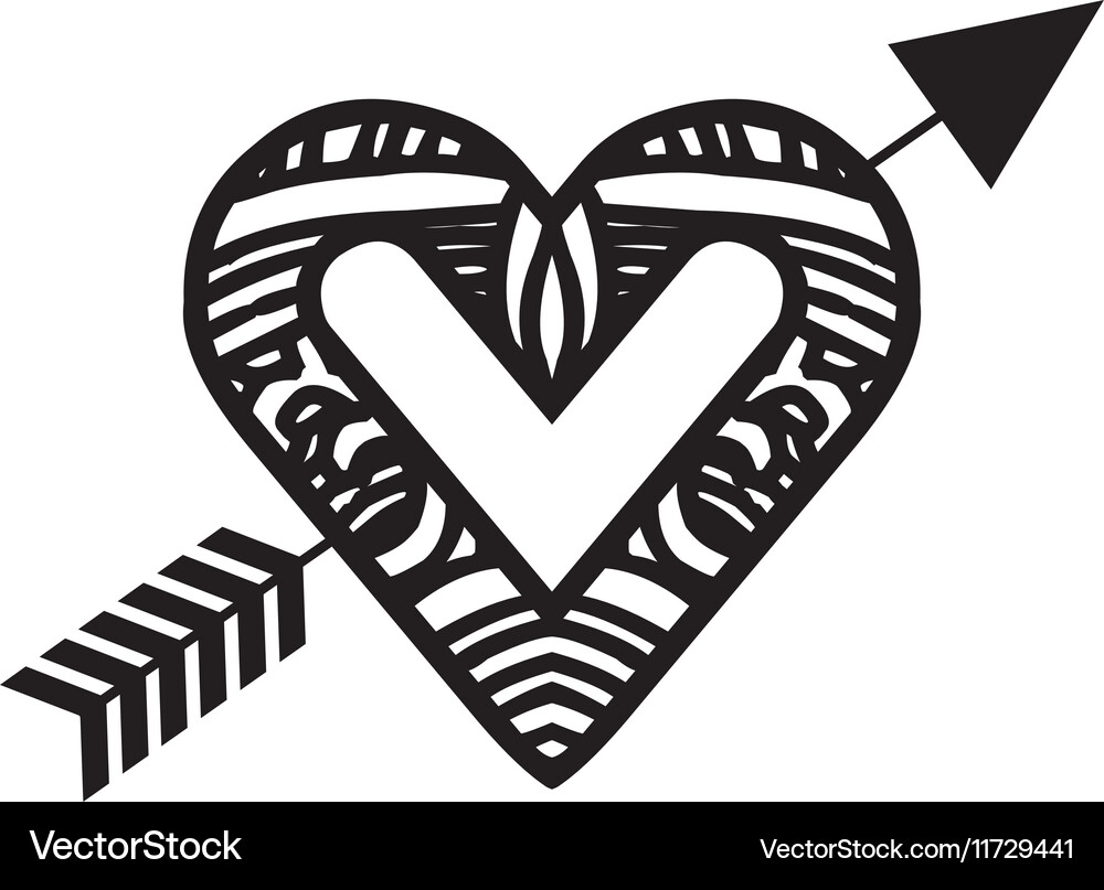 Heart cartoon with arrow icon image Royalty Free Vector