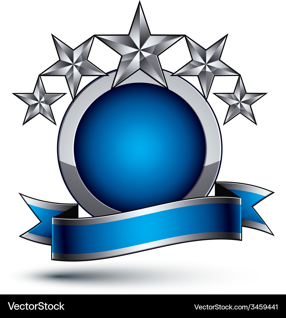 Heraldic 3d glossy blue and gray icon - can Vector Image