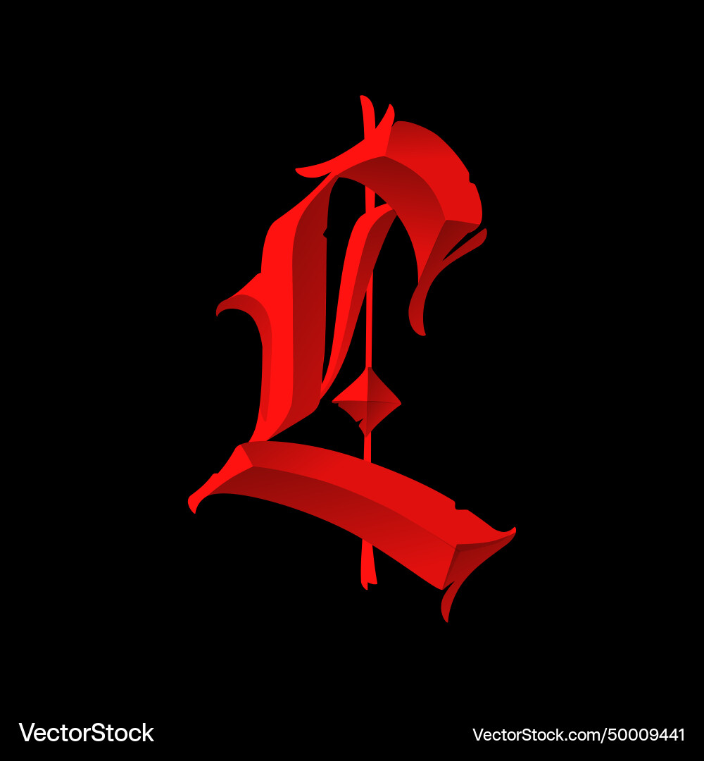 Letter l in the gothic style alphabet Royalty Free Vector