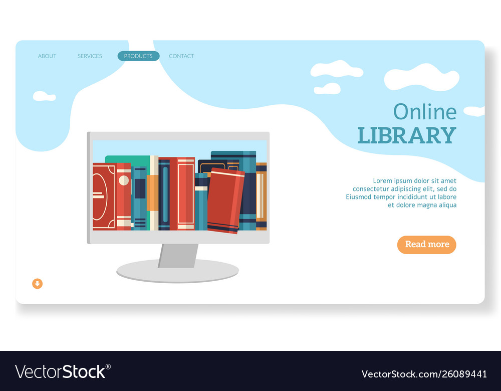Online library landing page for website books Vector Image