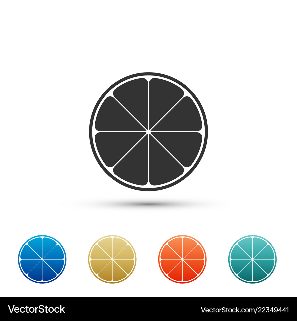 Orange in a cut citrus fruit icon isolated Vector Image