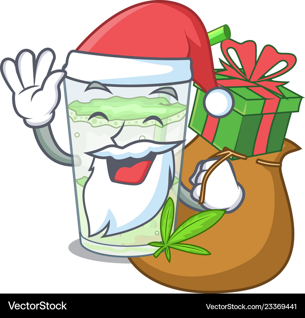 Santa with gift juice lassi bhang isolated Vector Image