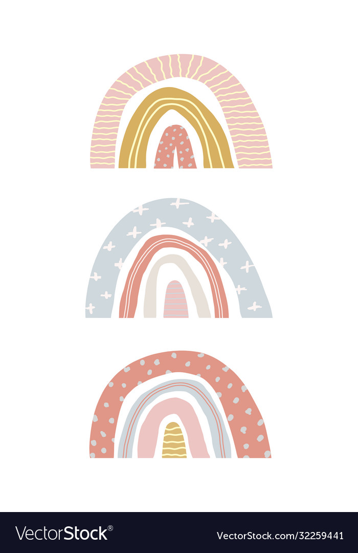 Set cute spring rainbows Royalty Free Vector Image