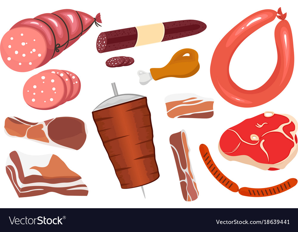 Set of different kinds meat Royalty Free Vector Image Set of different kinds meat Royalty Free Vector Image