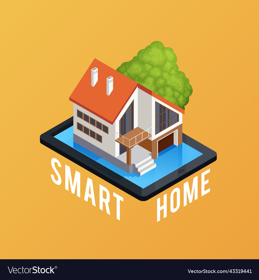 Smart home isometric composition poster Royalty Free Vector