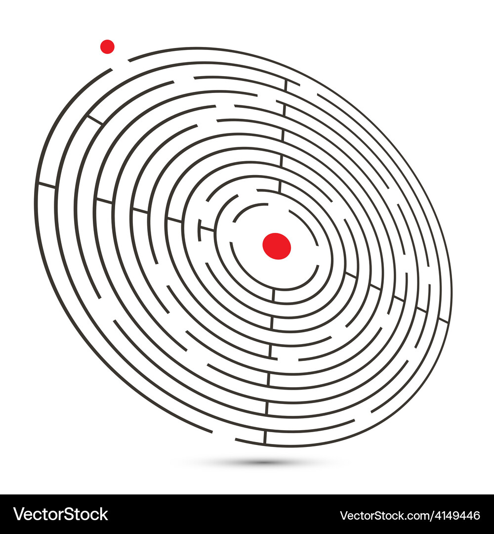 3d maze with start and end red poins Royalty Free Vector