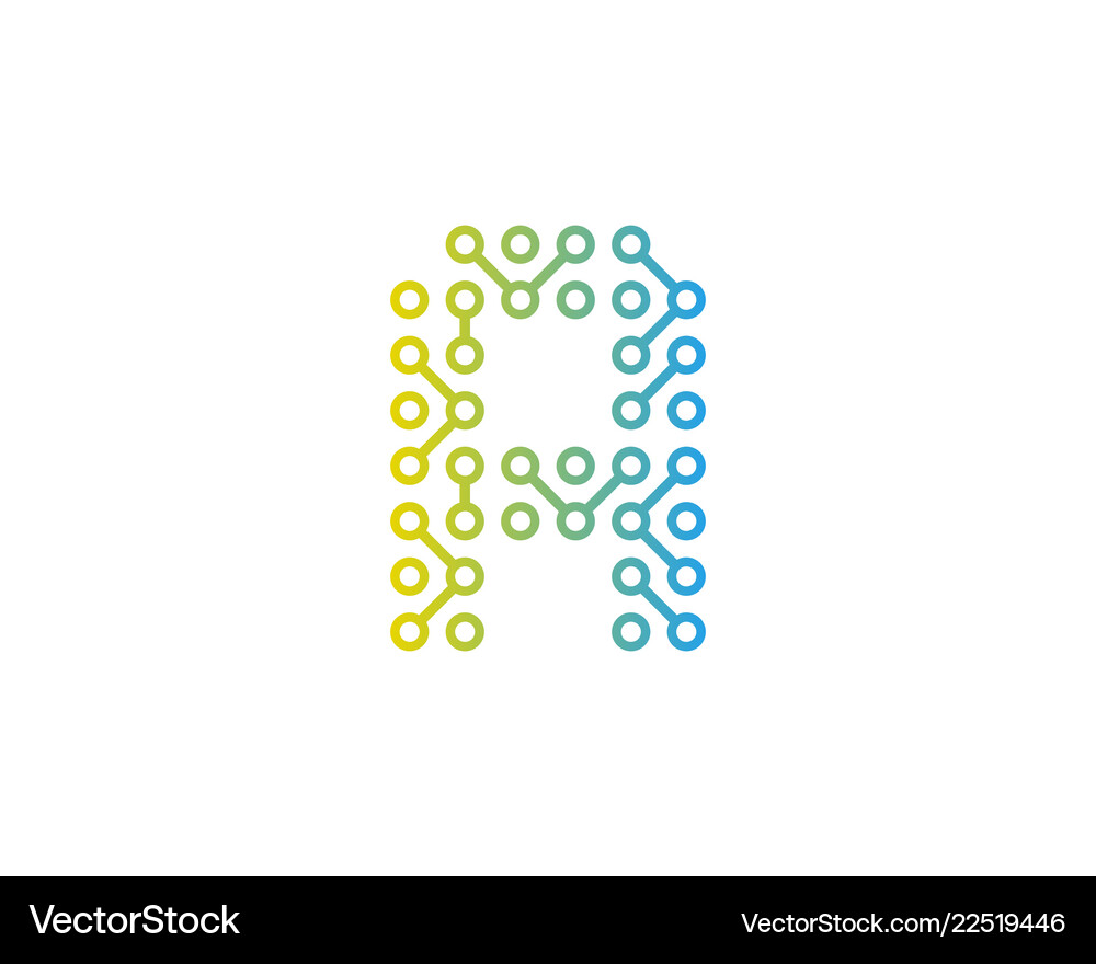 A circuit technology letter and number logo icon Vector Image