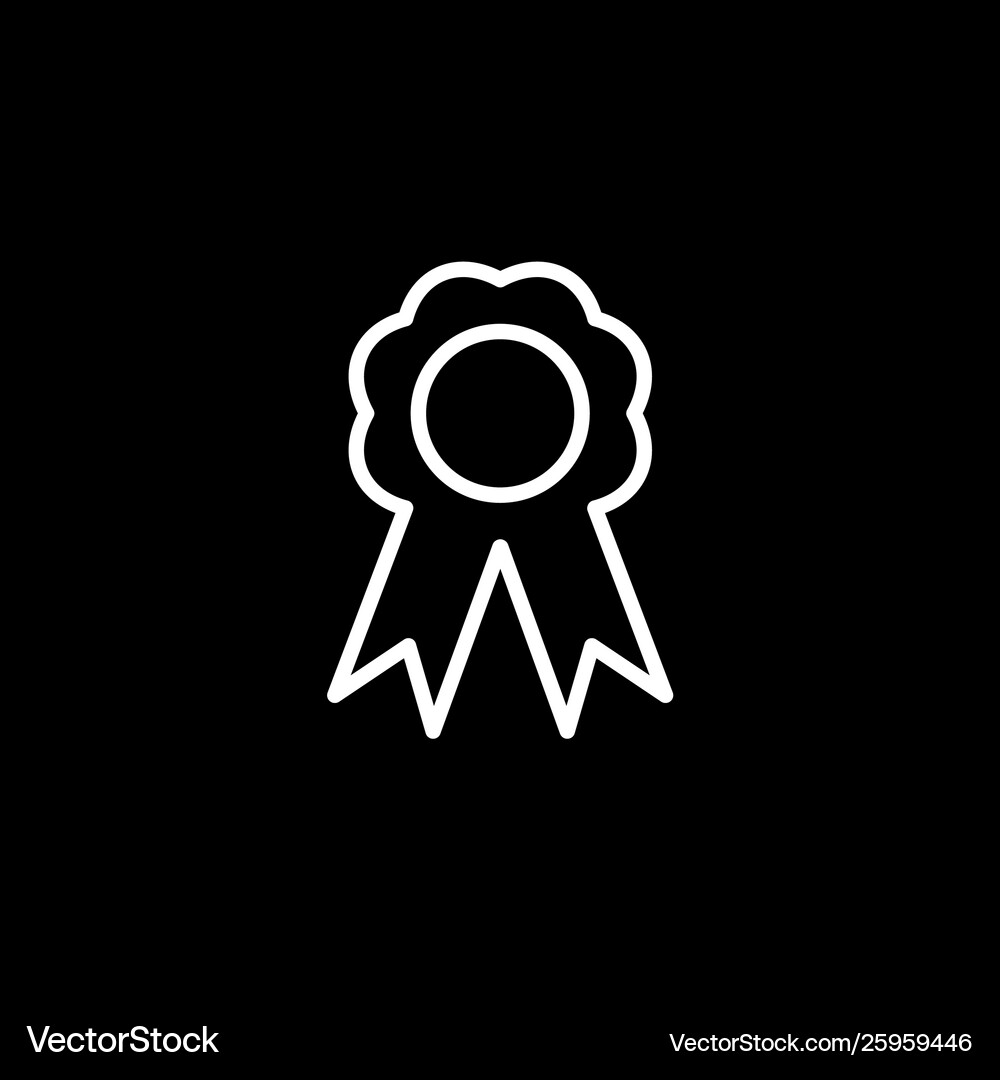 Badge line icon on black background black flat Vector Image