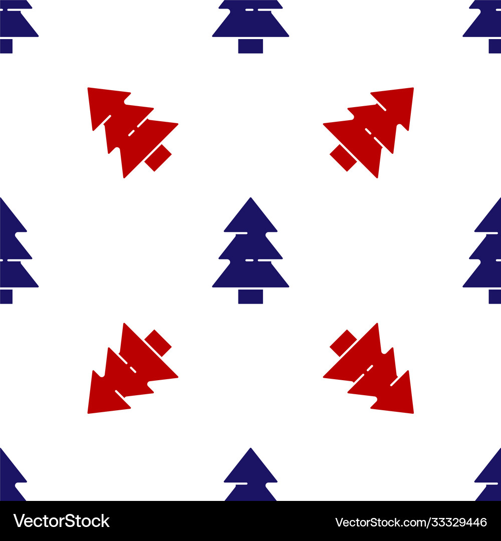 Blue and red christmas tree icon isolated seamless