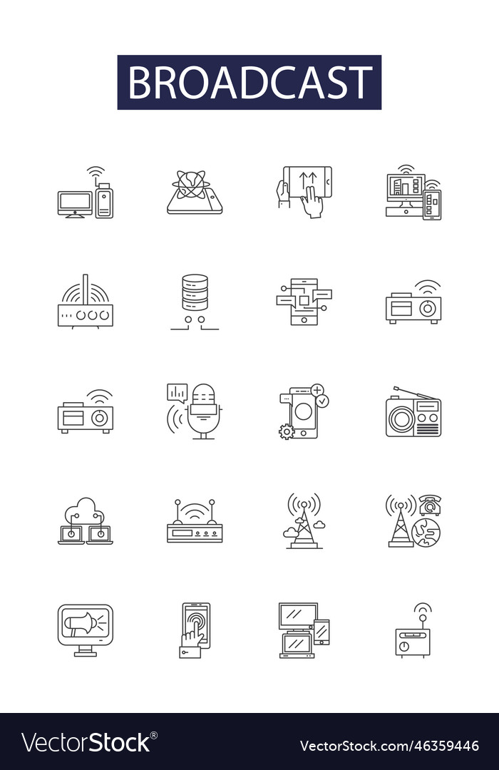 Broadcast line icons and signs disseminate Vector Image