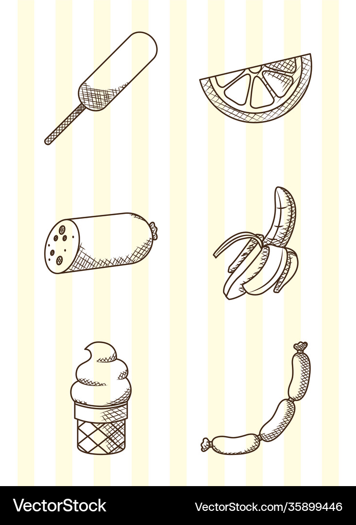 Food icon set hand draw style Royalty Free Vector Image