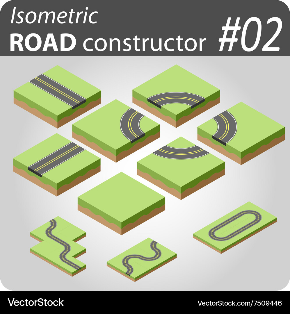 Isometric road constructor - 02 Royalty Free Vector Image