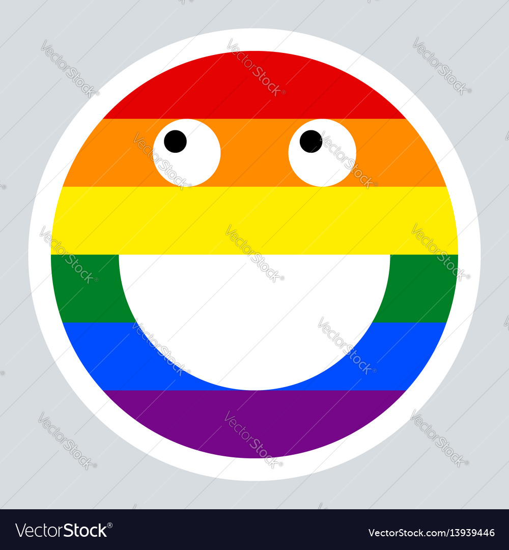 Lgbt Rainbow Flag Smiling Face Smiley Icon Vector Image