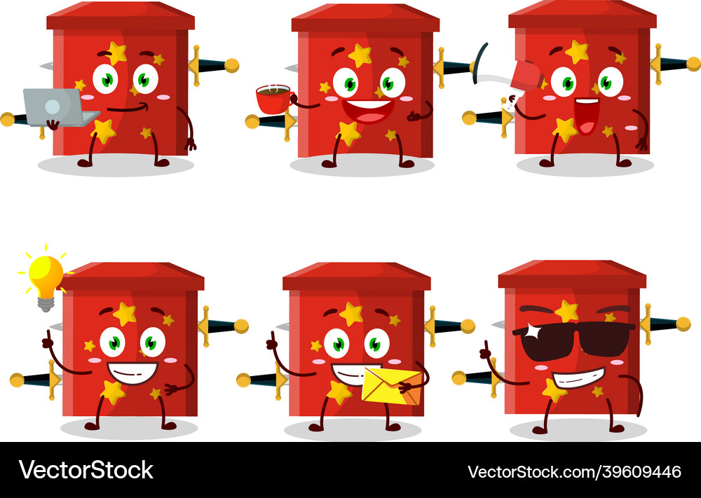 Magic box fantasy cartoon character with various Vector Image