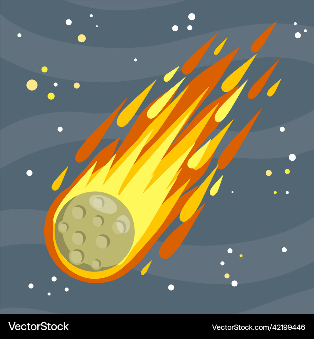 Meteor with trail of fire Royalty Free Vector Image