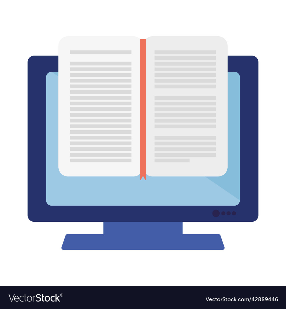 Monitor computer with book Royalty Free Vector Image