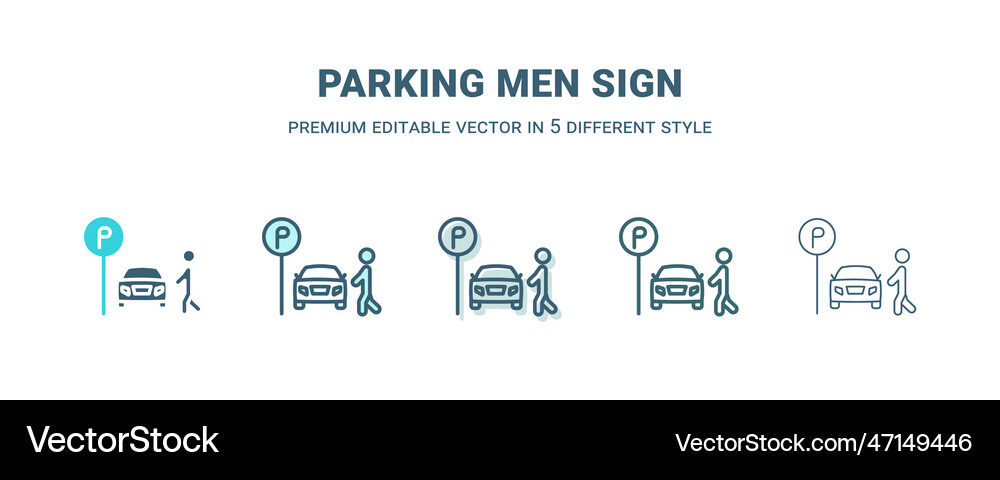 Parking men sign icon in 5 different style Vector Image
