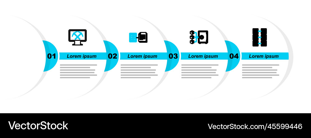 Set line mining farm proof of stake smart Vector Image