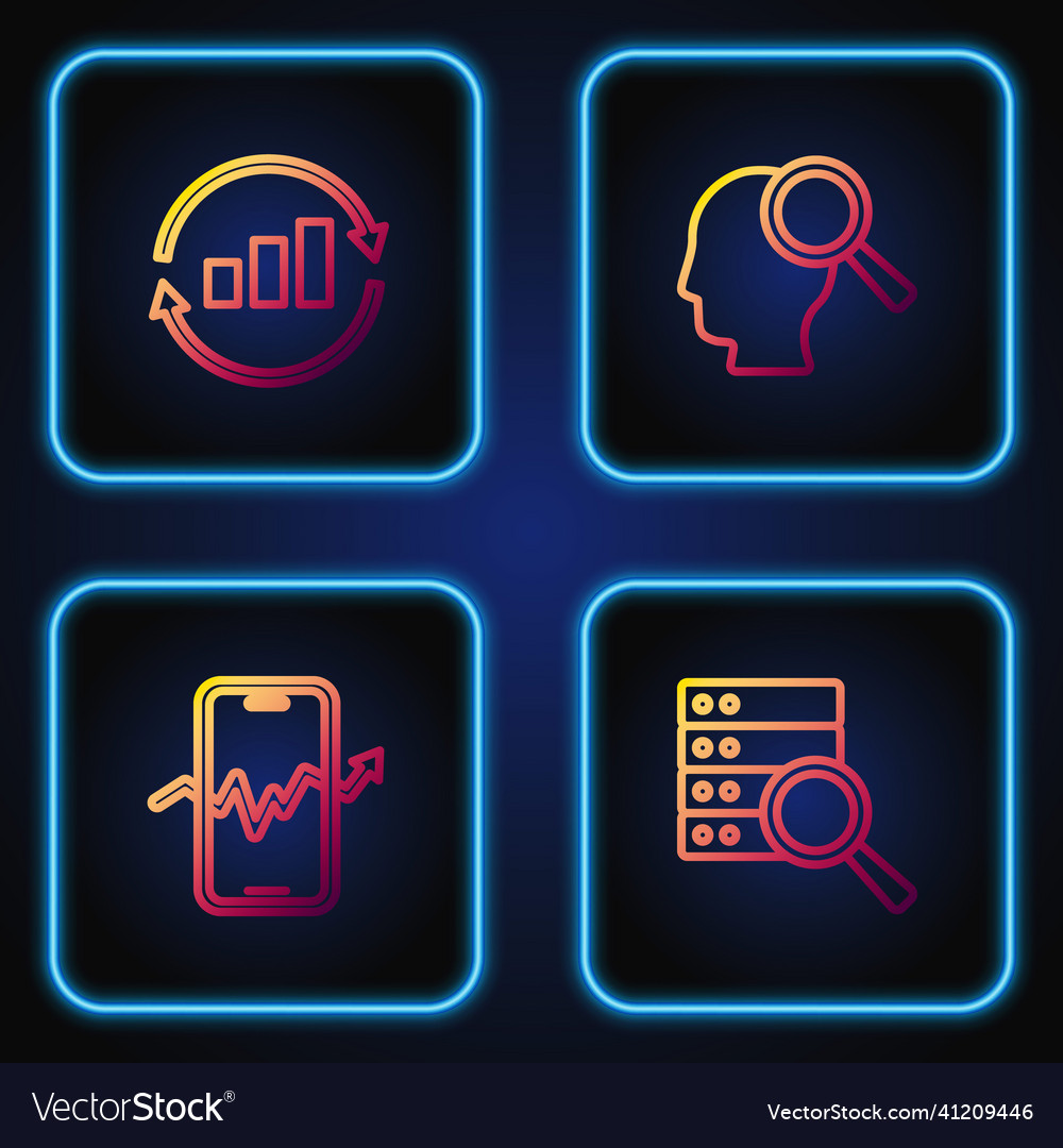 Set line server mobile stock trading graph chart Vector Image