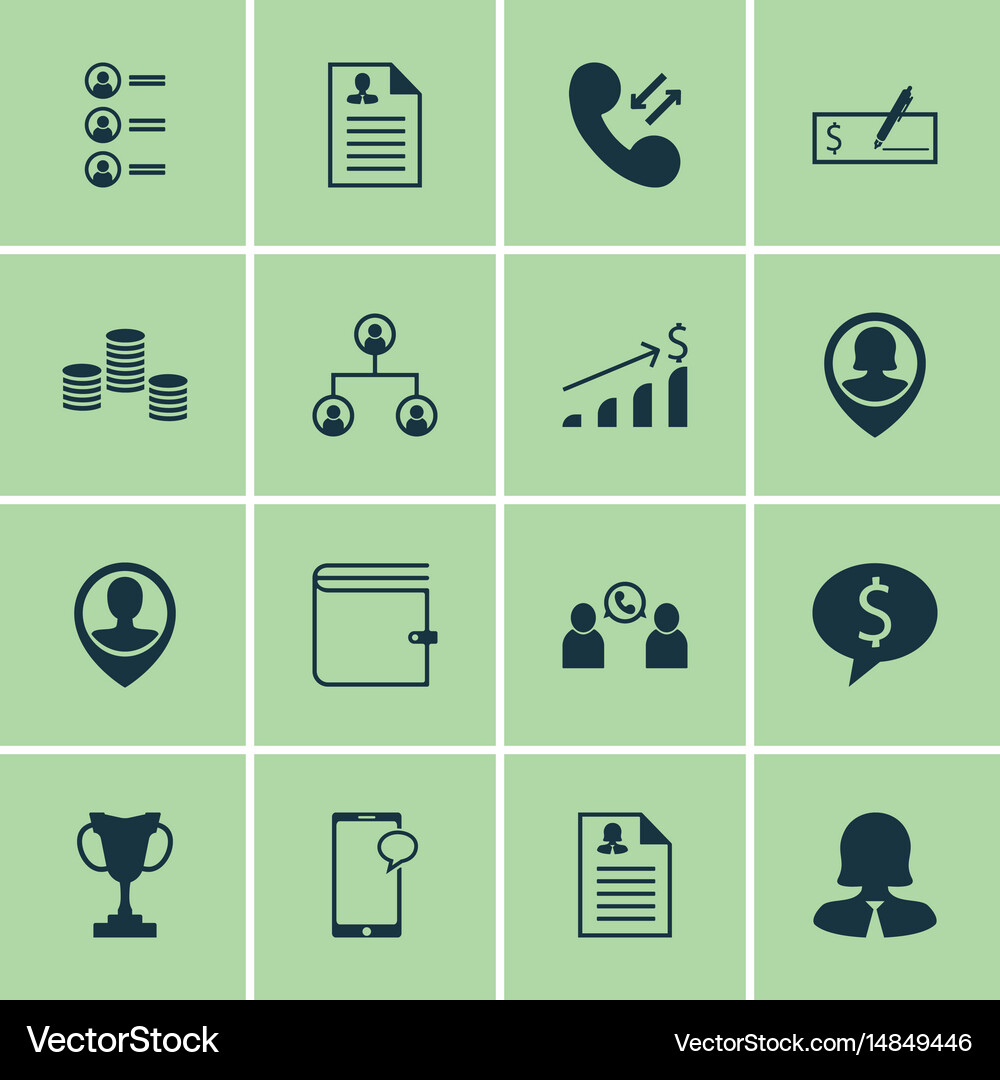 Set of 16 human resources icons includes Vector Image